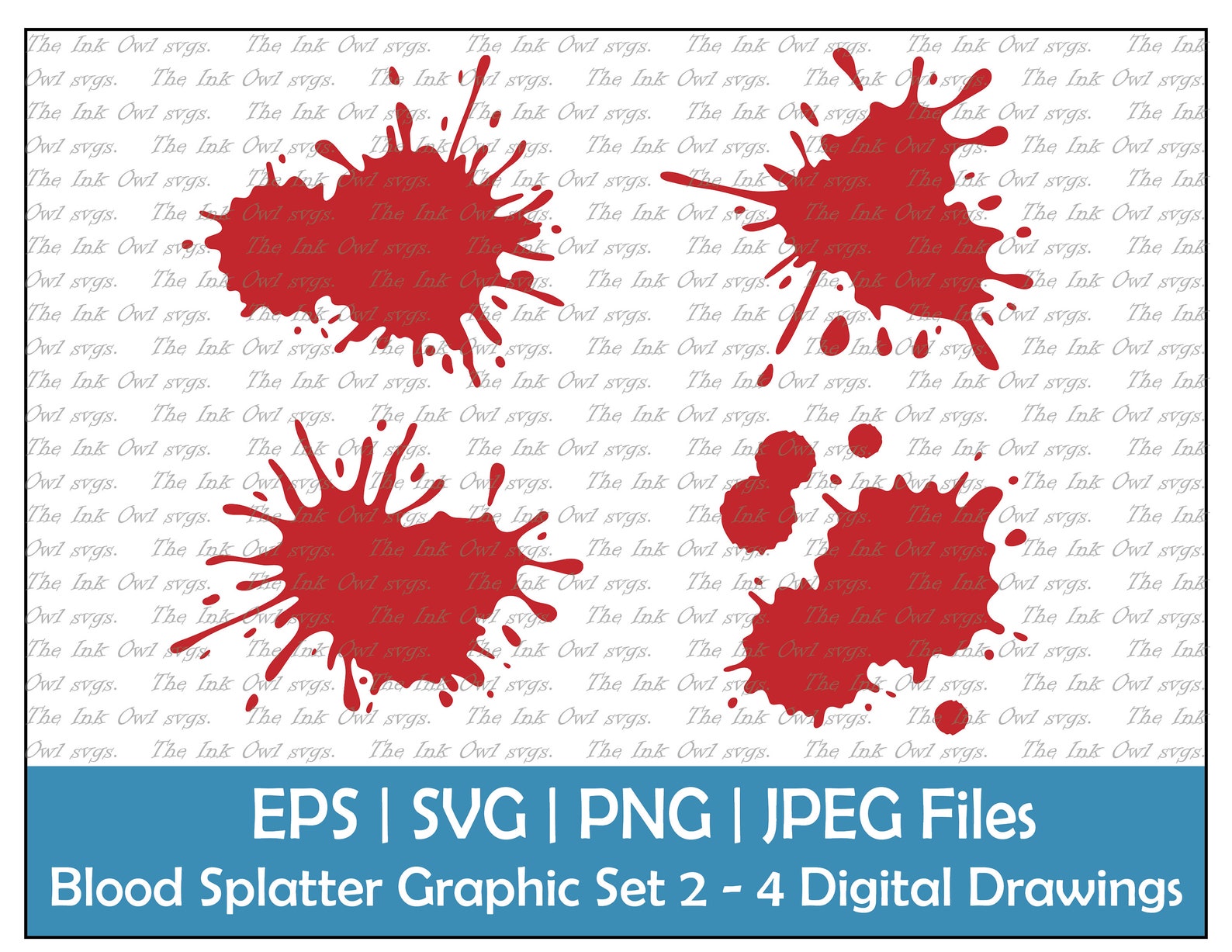 Blood Splatter Drip Vector Clipart Set 2 / Outline & Stamp - Etsy