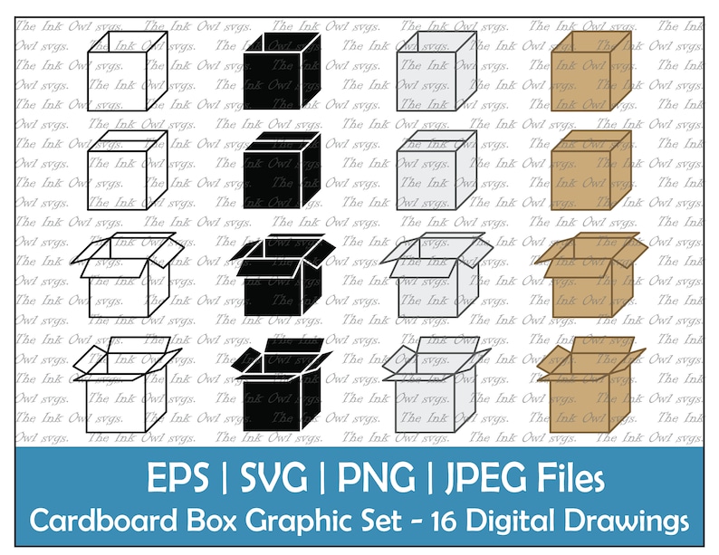 Cardboard Box Vector Clipart / Outline, Silhouette Stamp & Color ...
