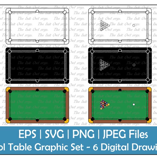 Billiards or Pool Vector Clipart Set / Outline Stamp & Color - Etsy
