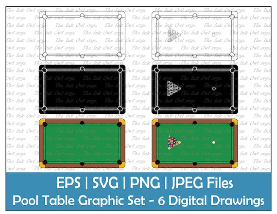 Billiards or Pool Table Template Vector Clipart Set / Outline - Etsy