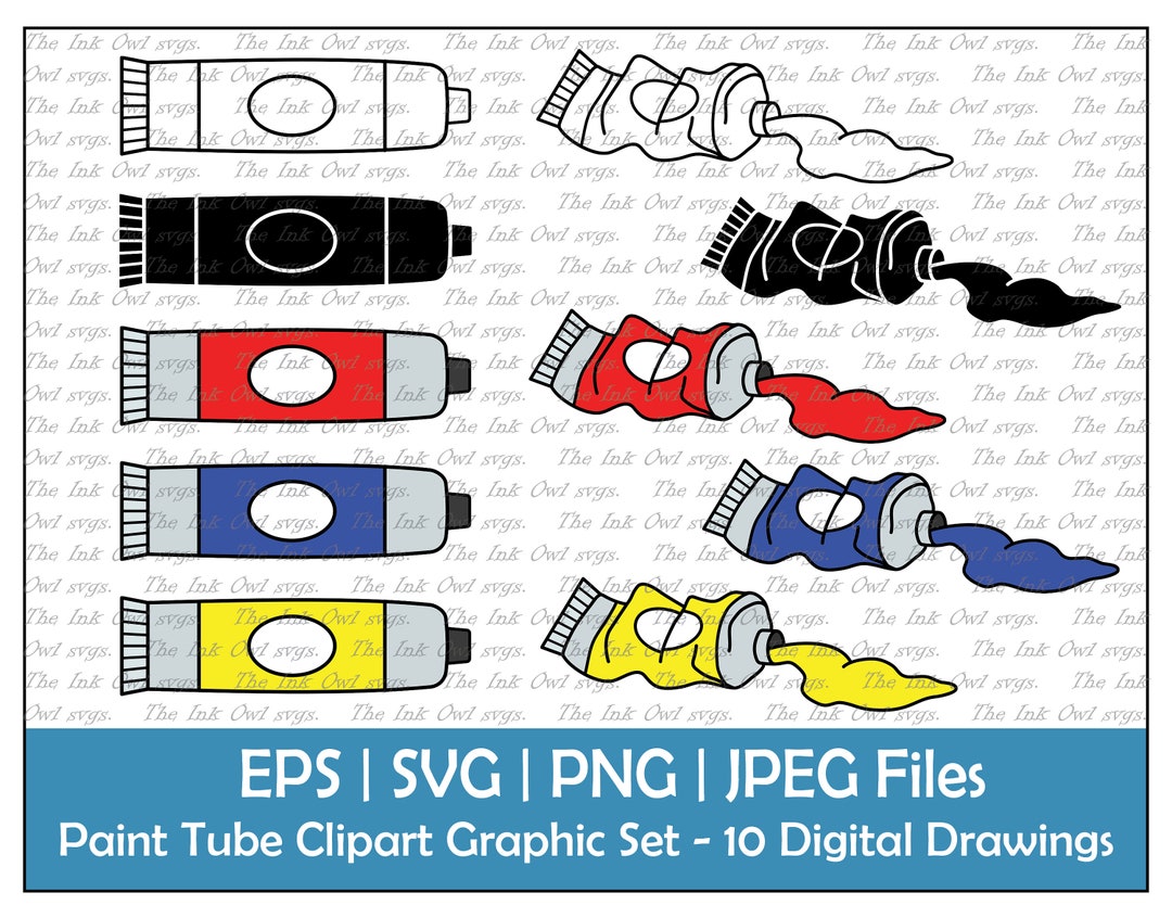 Paint Tube Vector Clipart Set / Outline & Stamp Graphics / Squeezed ...