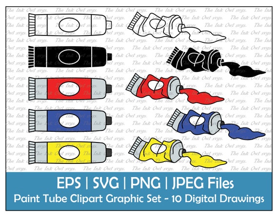 Paint Tube Vector Clipart Set / Outline & Stamp Graphics / - Etsy