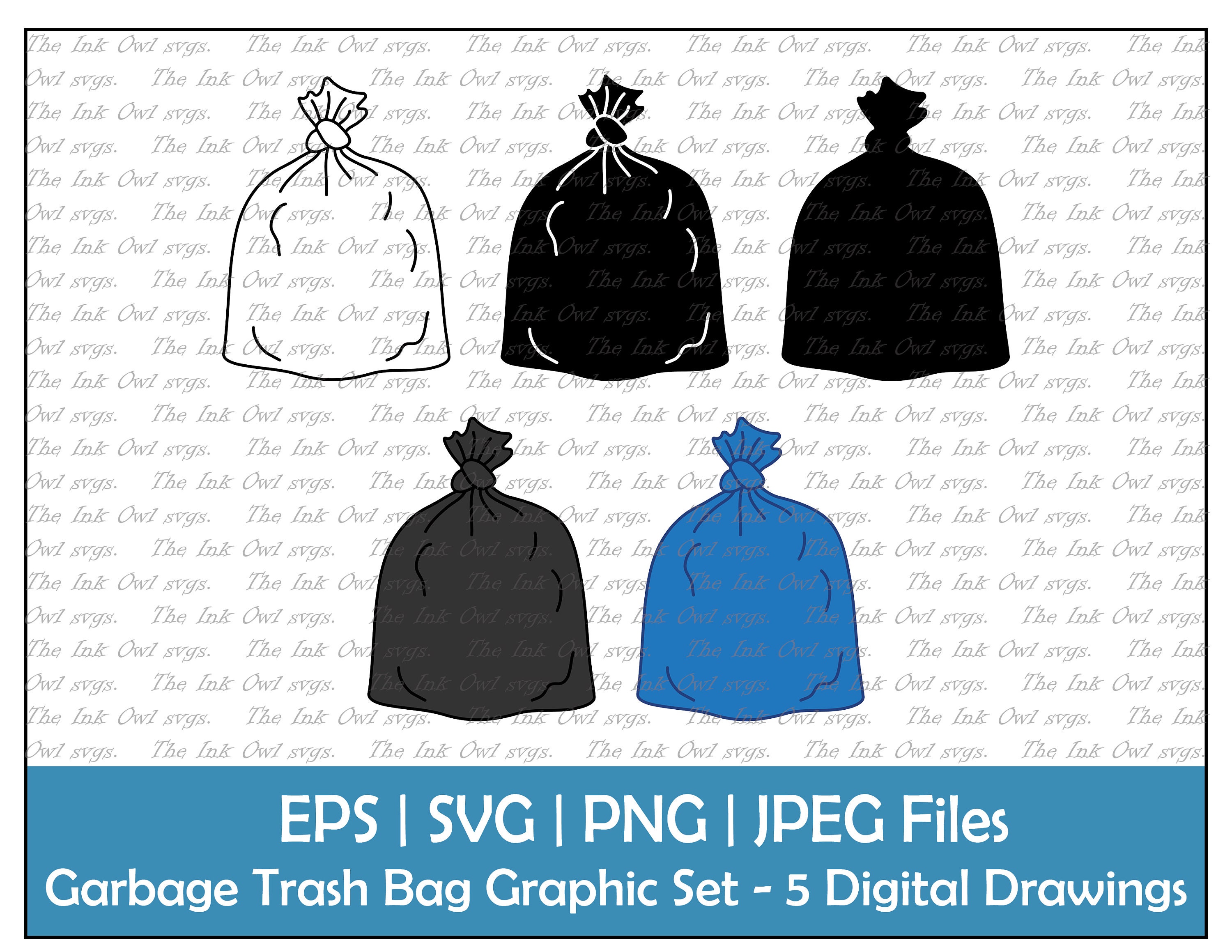 Visual Arts Collage Eps Garbage or Trash Bag Vector Clipart / Outline & Stamp Illustrations ...