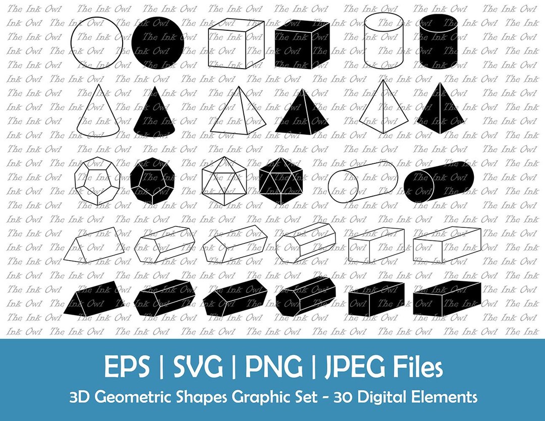 3D Geometric Shape and Forms Clipart / Outline & Silhouette Graphics ...