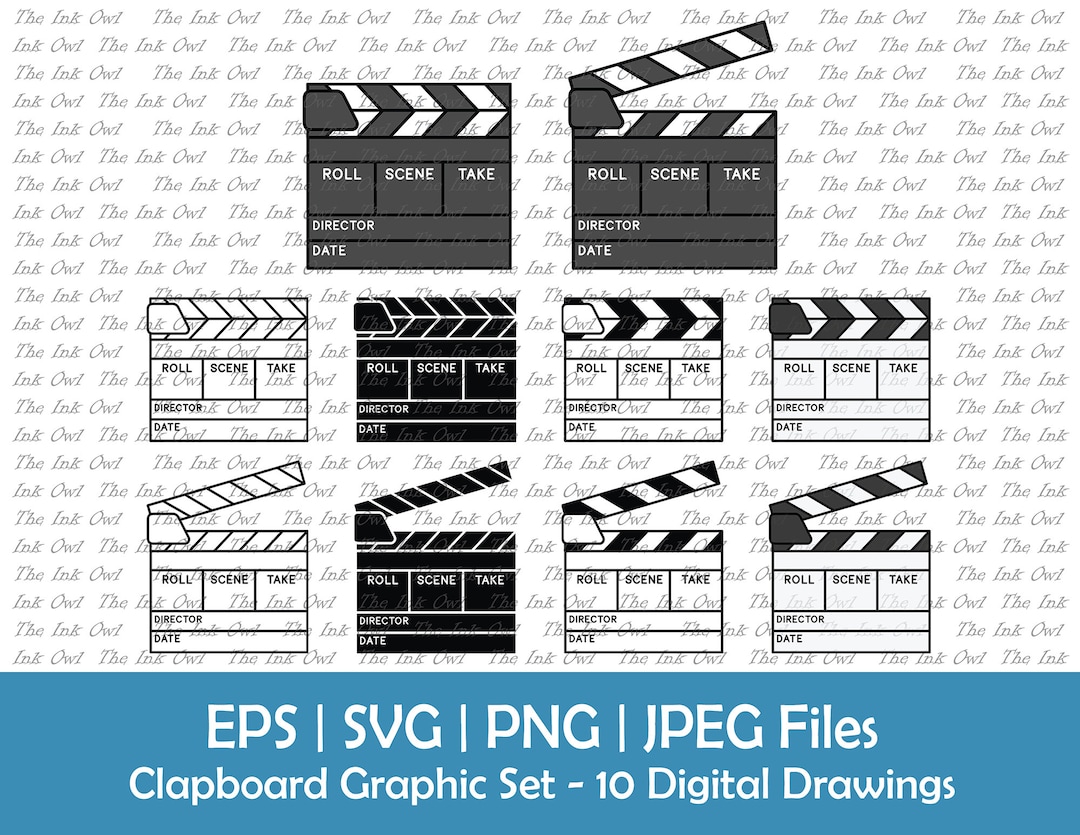 Director Clapper Board Vector Clipart / Outline, Silhouette & Color ...