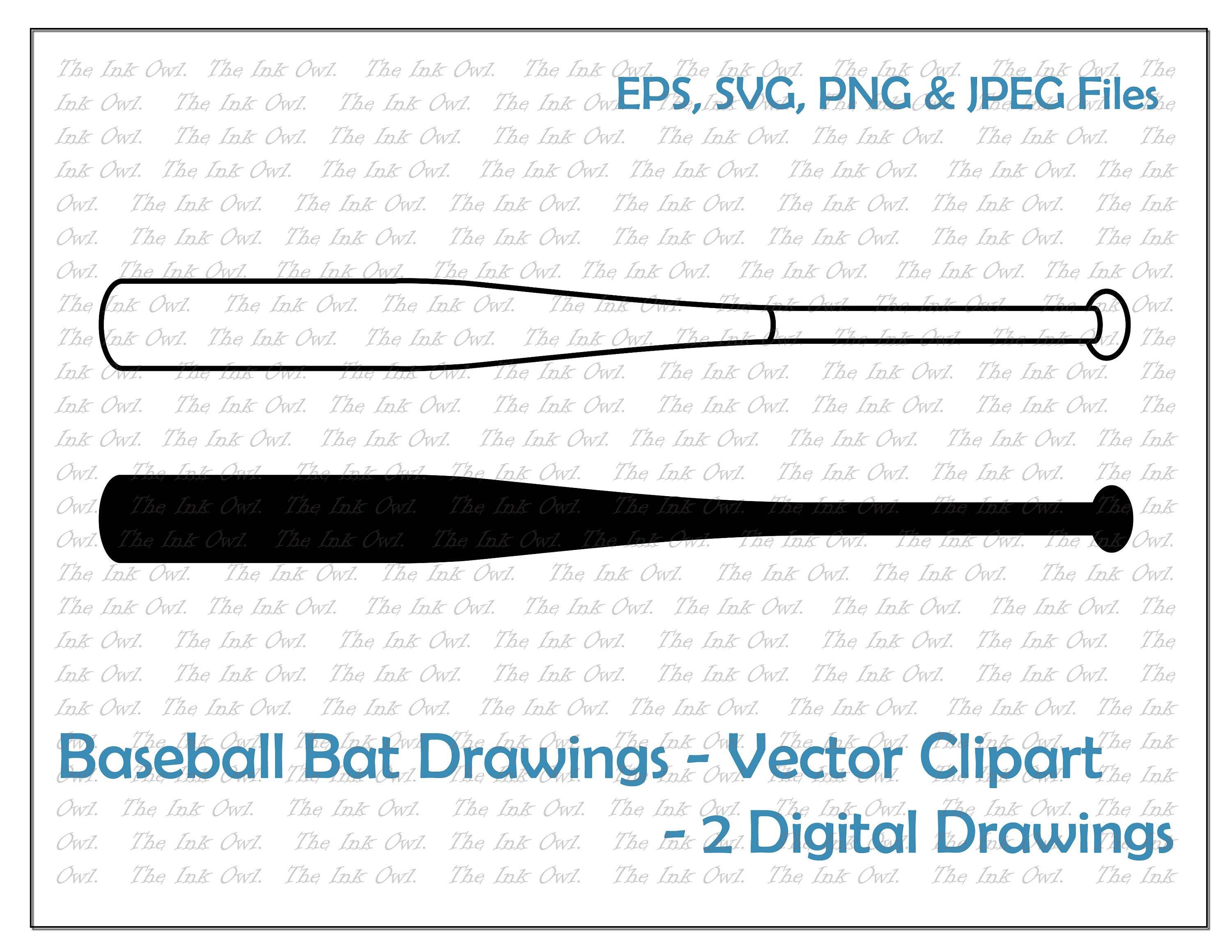 Baseball Bat Vector Clipart Set / Outline & Stamp Drawing - Etsy Canada