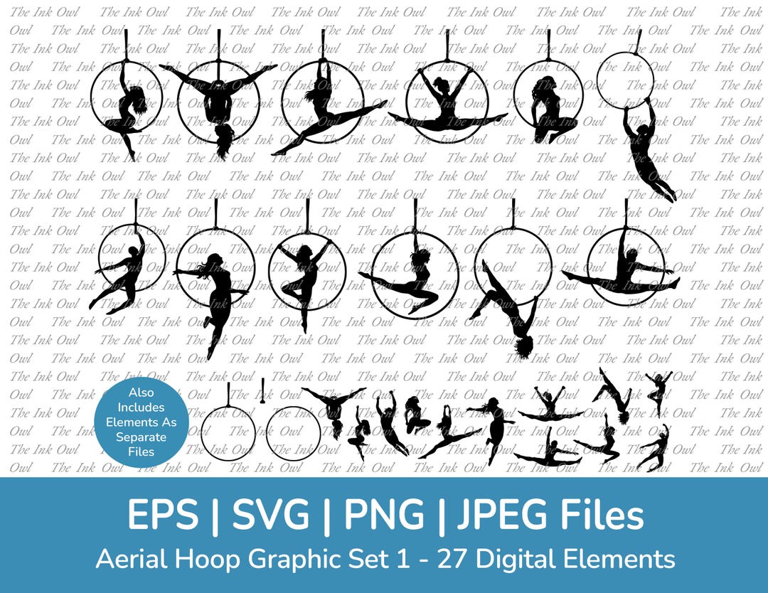 Aerial Hoop Ring Silhouette Poses Vector Clipart Set / Stamp Graphics ...