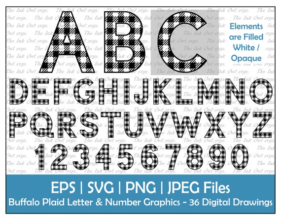 Buffalo Plaid Alphabet Letters & Numbers Clipart / White Color - Etsy