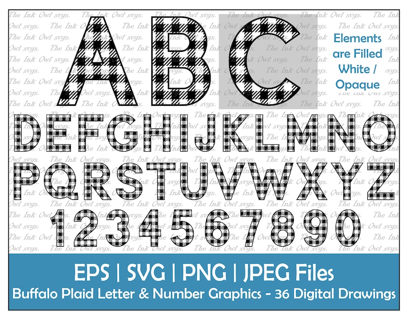 Buffalo Plaid Alphabet Letters & Numbers Clipart / White Color - Etsy