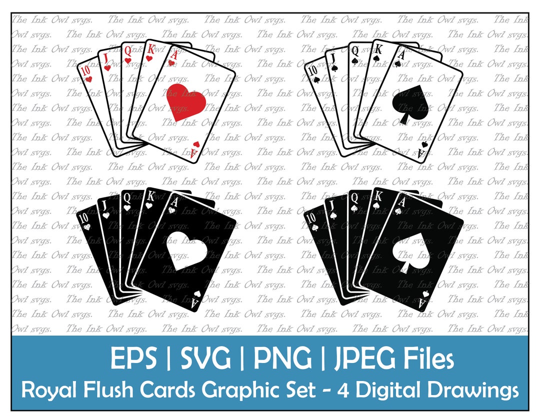 Royal Flush Hand Vector Clipart Set / Poker / Hearts and Spades ...