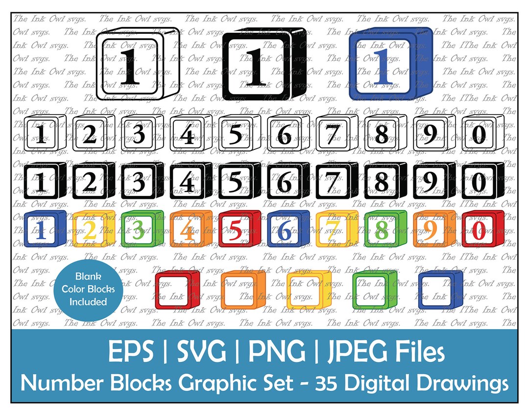 123 Number Stacking Blocks Vector Clipart Set / Colorful Drawing ...