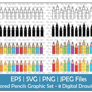 Colored Pencil Border Graphic Vector Clipart / Outline, Silhouette ...