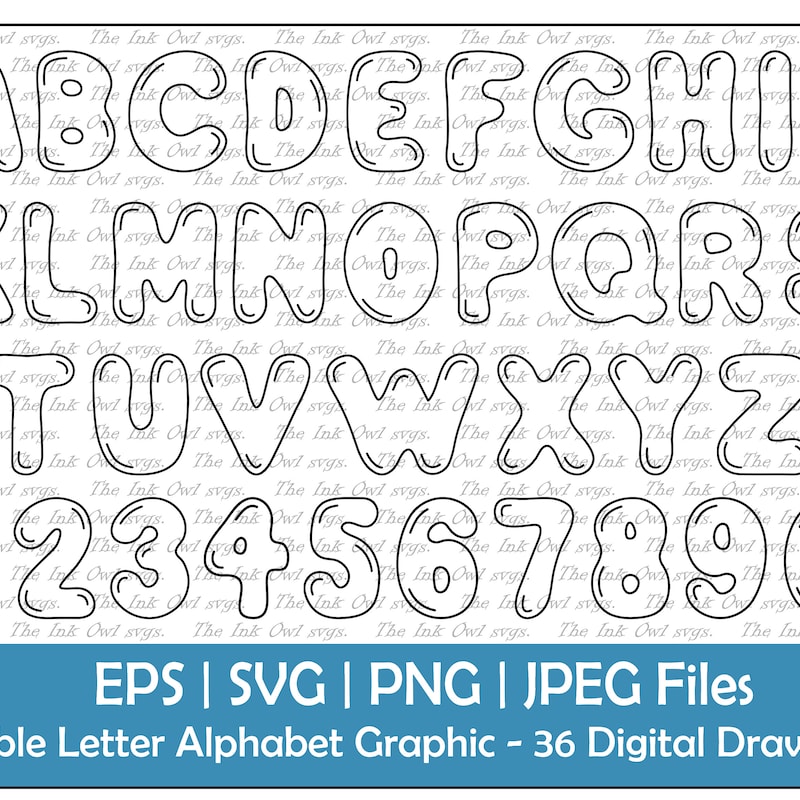 Bubble Letter Clipart - Etsy