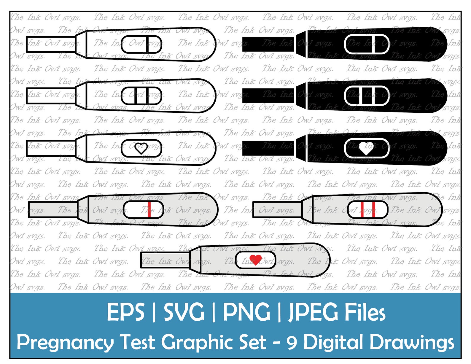 Pregnancy Test Vector Clipart Set / Outline & Stamp Graphic / - Etsy Canada
