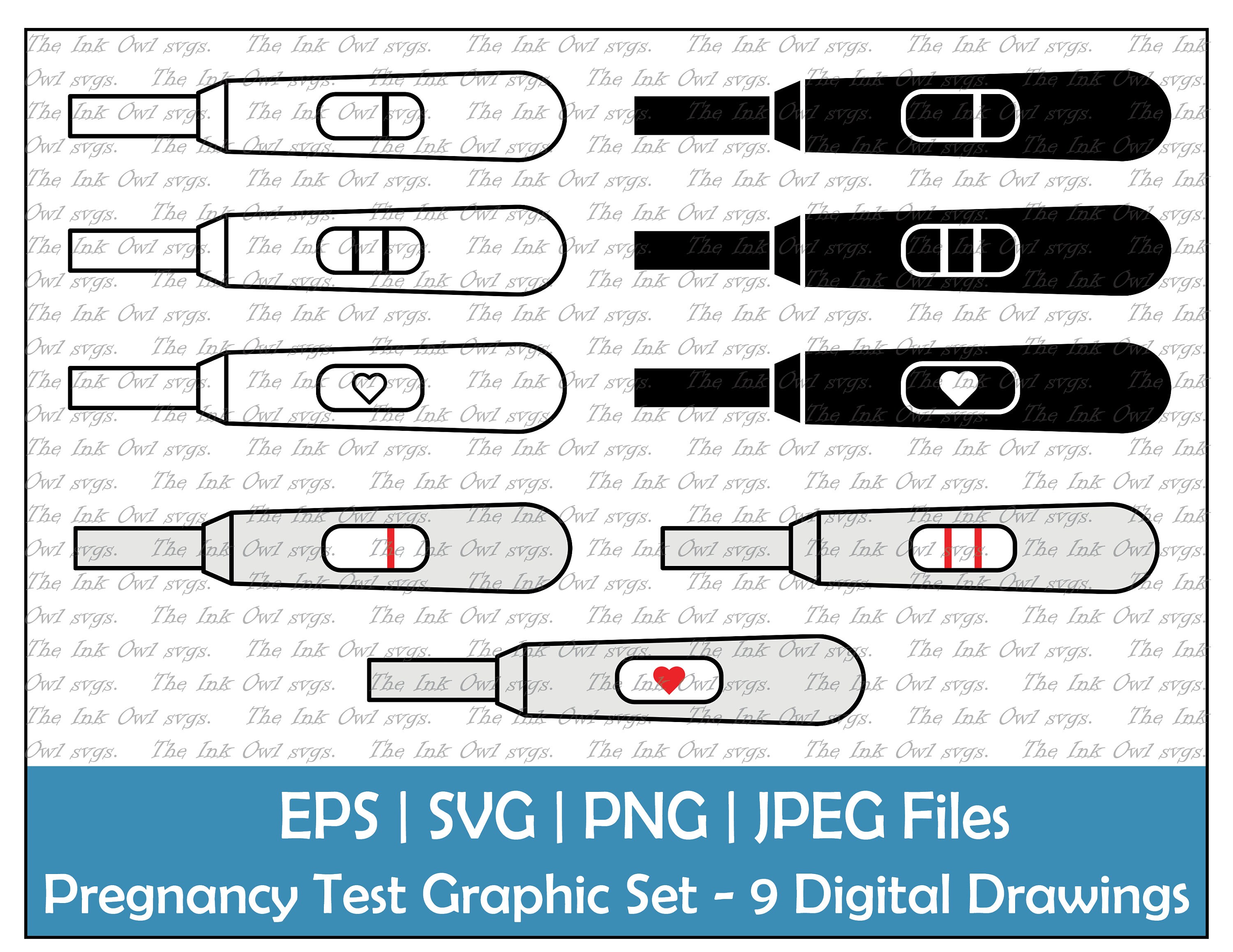 Pregnancy Test Vector Clipart Set / Outline & Silhouette | Etsy