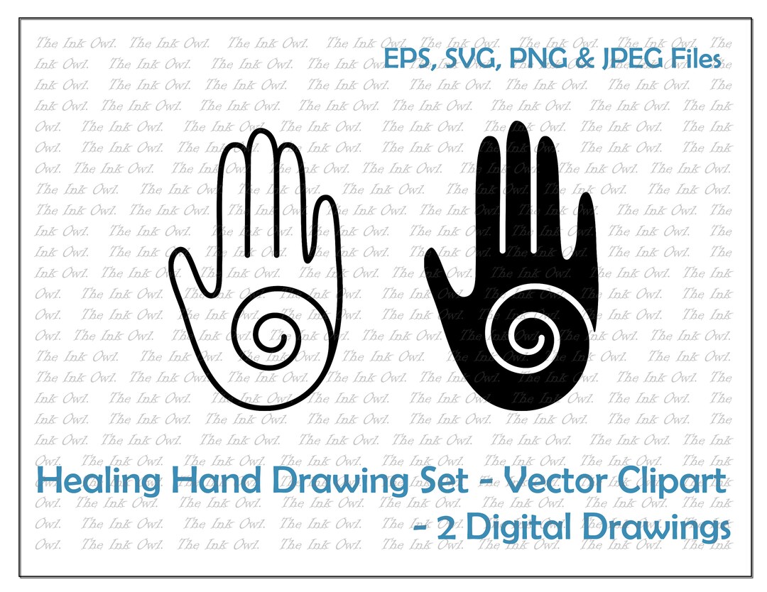 Healing Hand Spiral Drawing Vector Clipart / Outline and Stamp Drawing ...