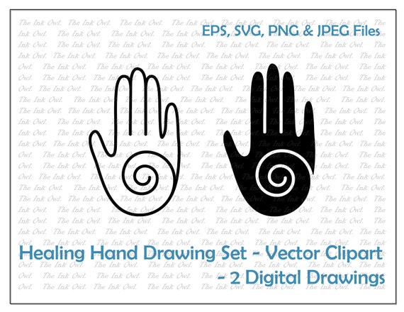 Healing Hand Spiral Drawing Vector Clipart / Outline and Stamp | Etsy