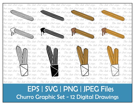 Churro Vector Clipart Set / Outline & Stamp Graphic / Deep - Etsy