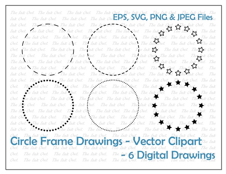 Circle Frame Set Vector Clipart / Drawing Illustrations Graphic / Dots ...