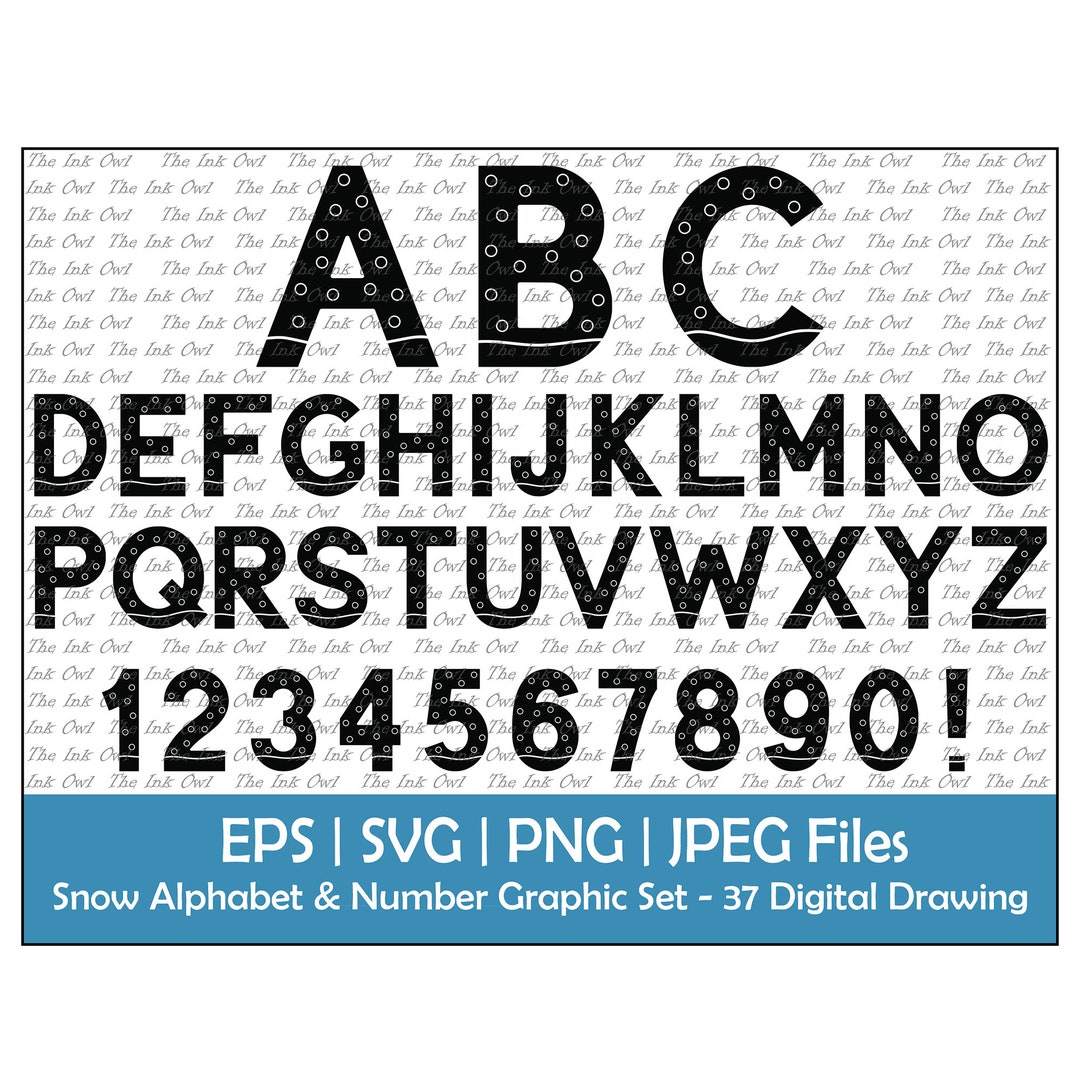 Winter Snow Letter Alphabet and Numbers Clipart / Silhouette Stamp Text ...