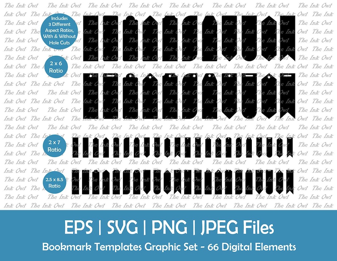 Bookmark Template Designs Clipart With and Without Ribbon Cutout Holes ...