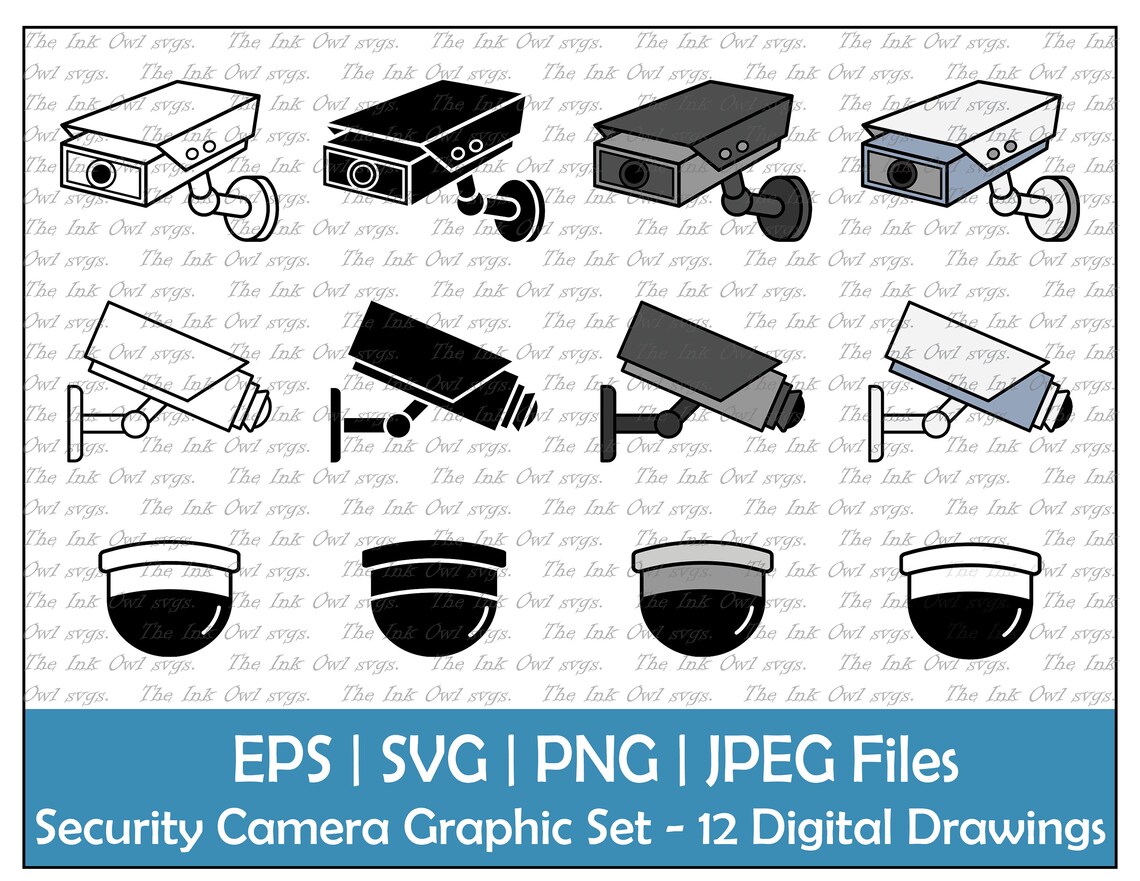 Security Camera Vector Clipart Set / Outline Stamp & Color | Etsy