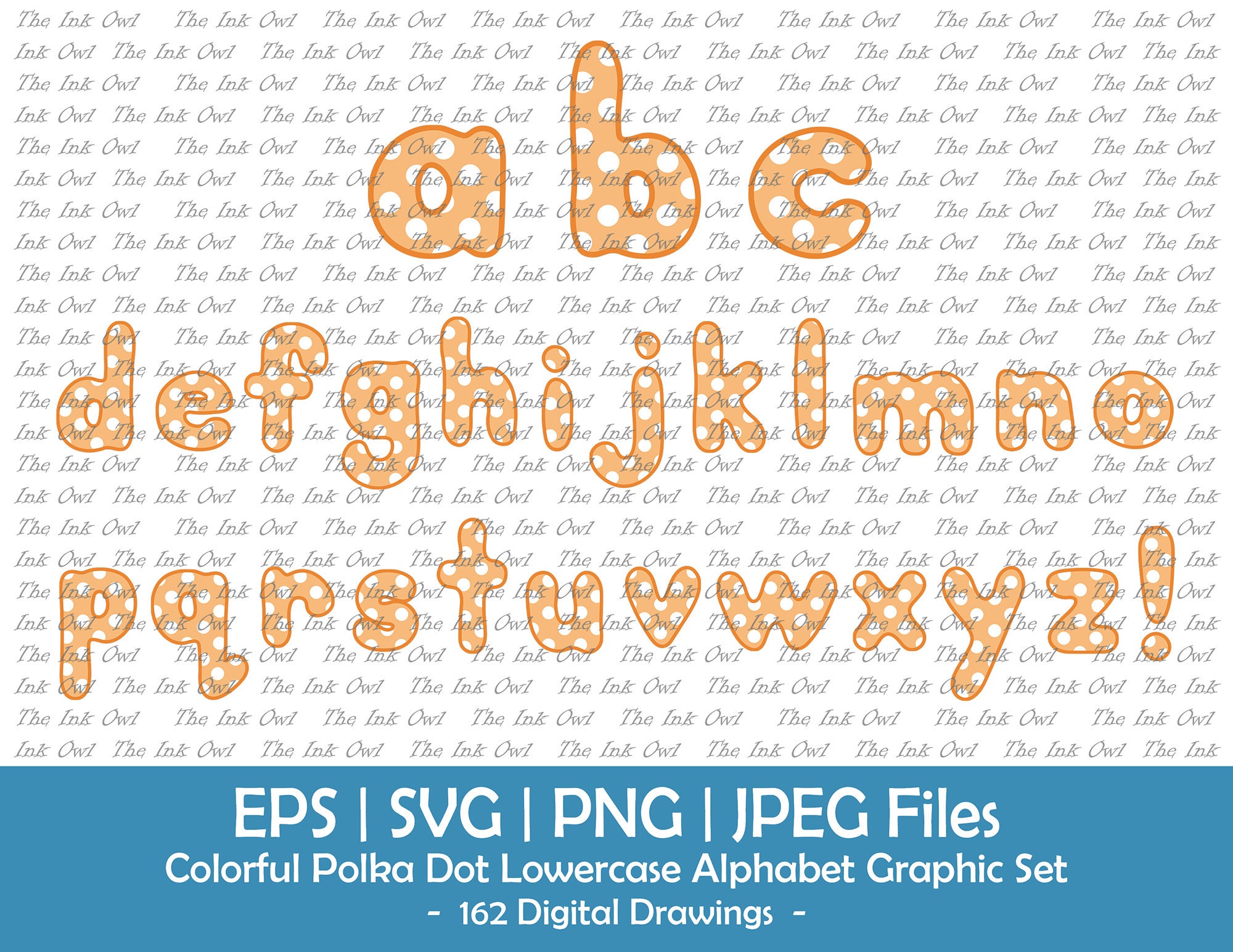 Lowercase Polka Dot Alphabet Letters Vector Clipart / Text Graphics ...