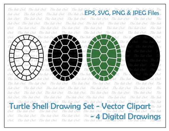 Turtle Shell Vector Clipart Set / Outline & Silhouette Drawing | Etsy