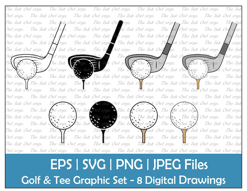 Golf Tee off With Club Clipart Set / Outline Stamp and Color - Etsy
