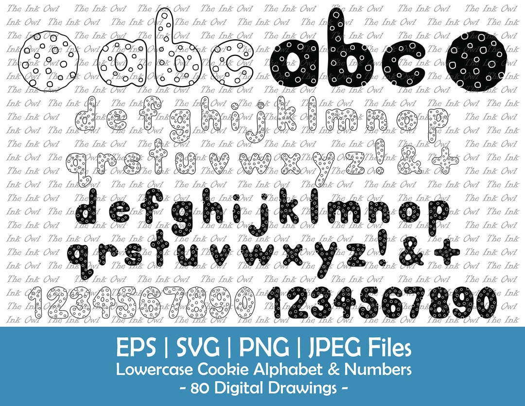 Chocolate Chip Cookie Lowercase Alphabet Letters and Numbers Clipart ...