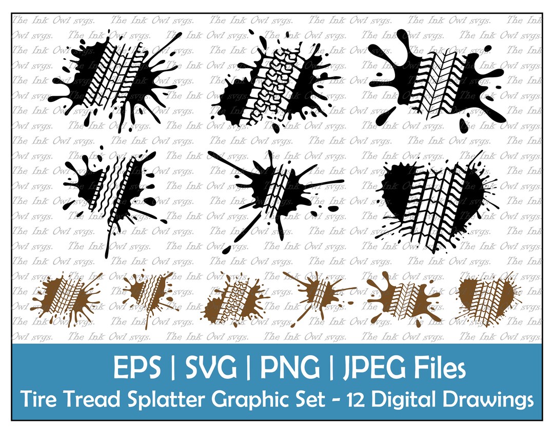 Tire Track Mud Splatter Clipart Set / Tread Pattern / Stamp Graphic ...