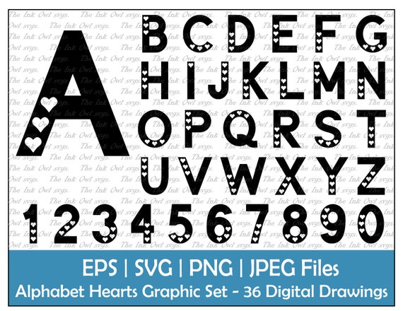 Heart Cutout Alphabet Letters and Numbers Vector Clipart / | Etsy