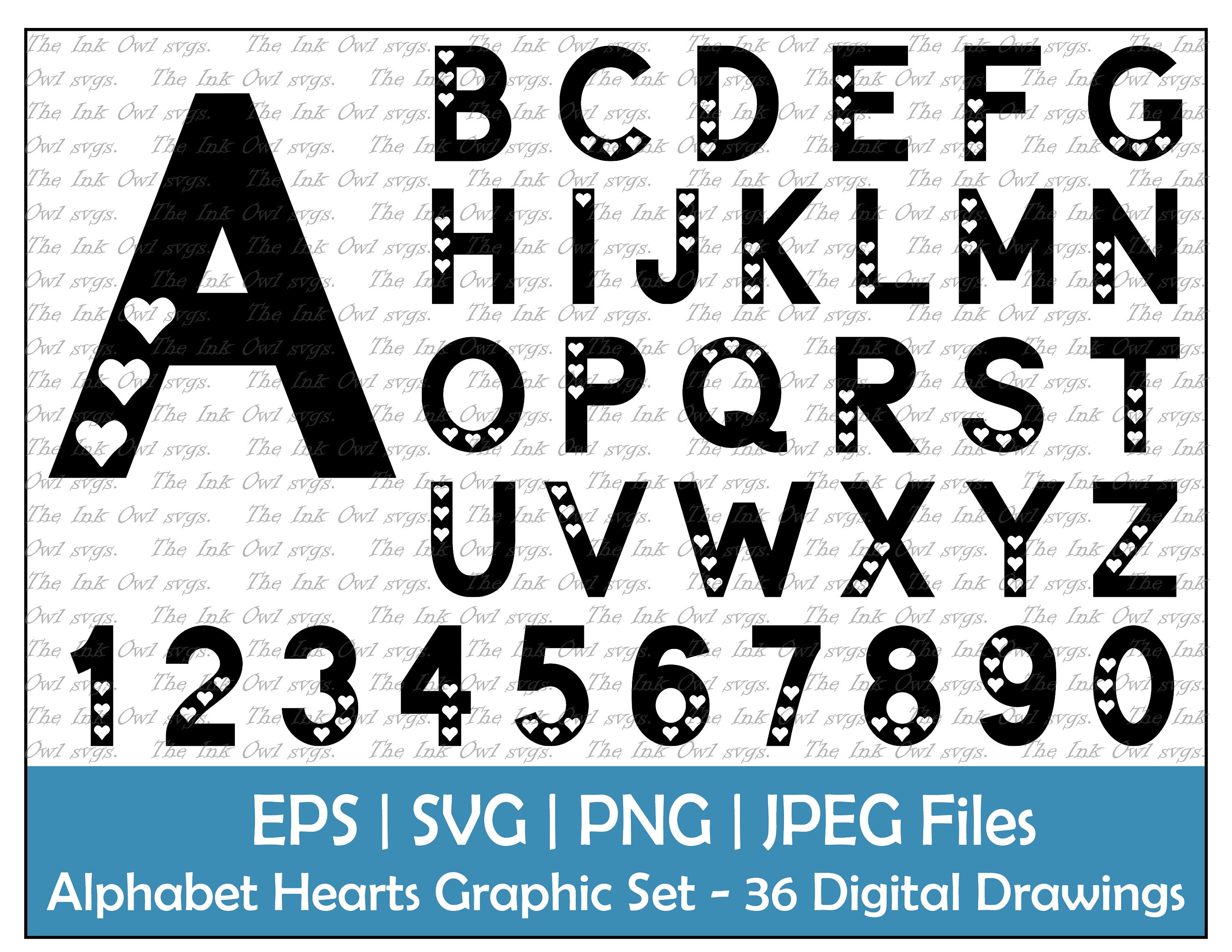 Heart Cutout Alphabet Letters and Numbers Vector Clipart / - Etsy