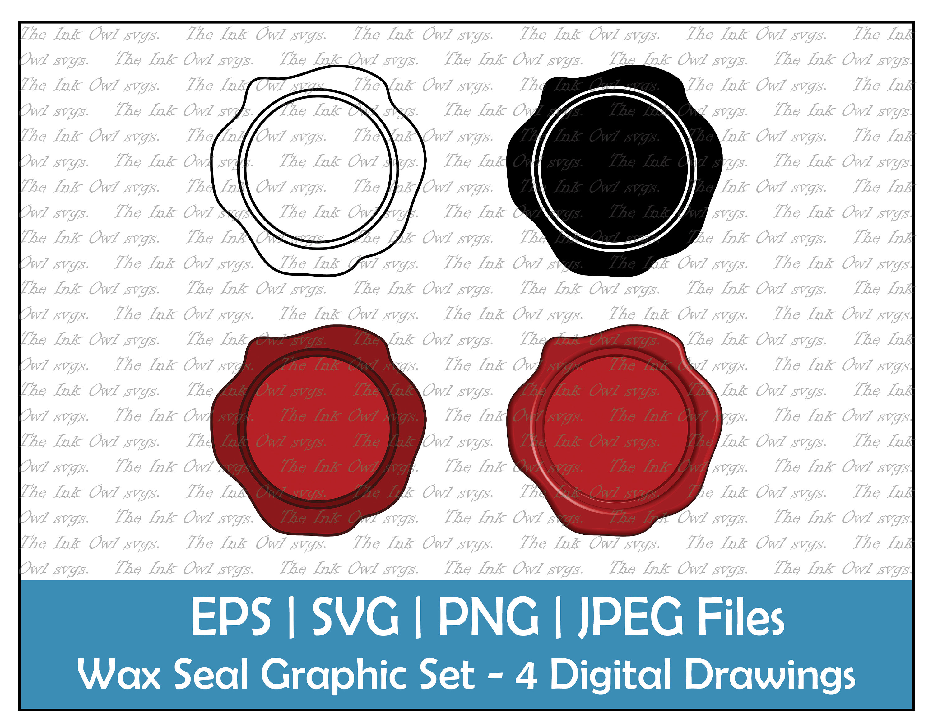 Wax Seal Graphic Clipart Set / Outline & Stamp Drawing - Etsy México