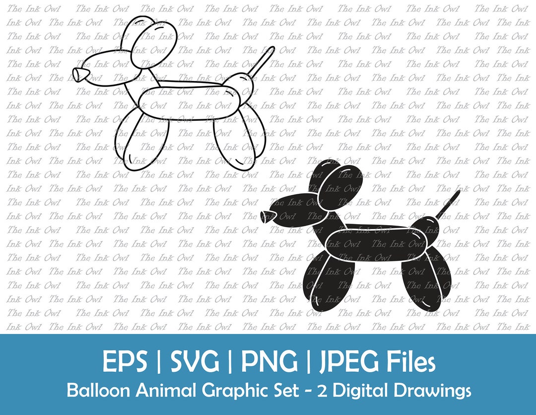 Balloon Animal Dog Vector Clipart / Outline & Silhouette Graphics / Cut ...