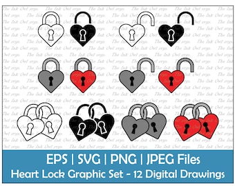 Heart Lock Svg | Etsy
