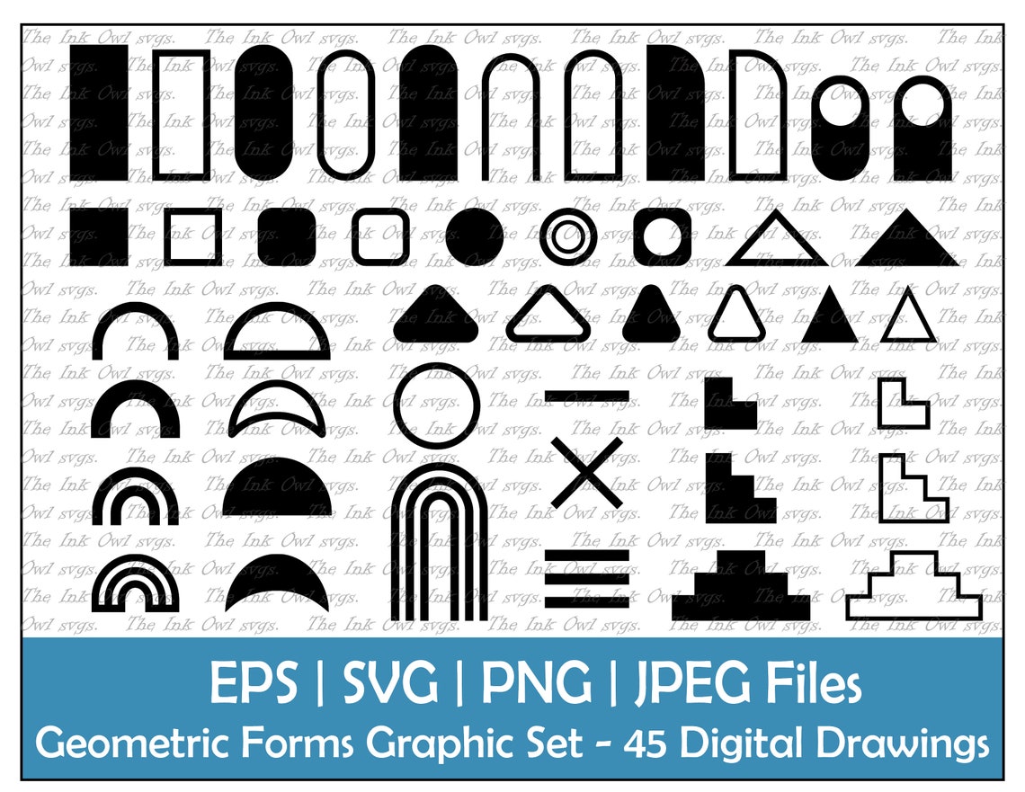 Geometric Shapes and Forms Vector Clipart Set / Outline & - Etsy