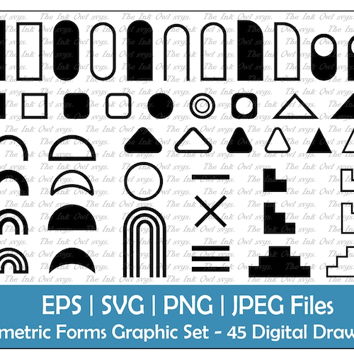 Boho Clipart Geometric Shapes Svg Bundle Abstract Geometric - Etsy