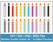 Birthday Candles Clipart Set / Outline Stamp and Color - Etsy