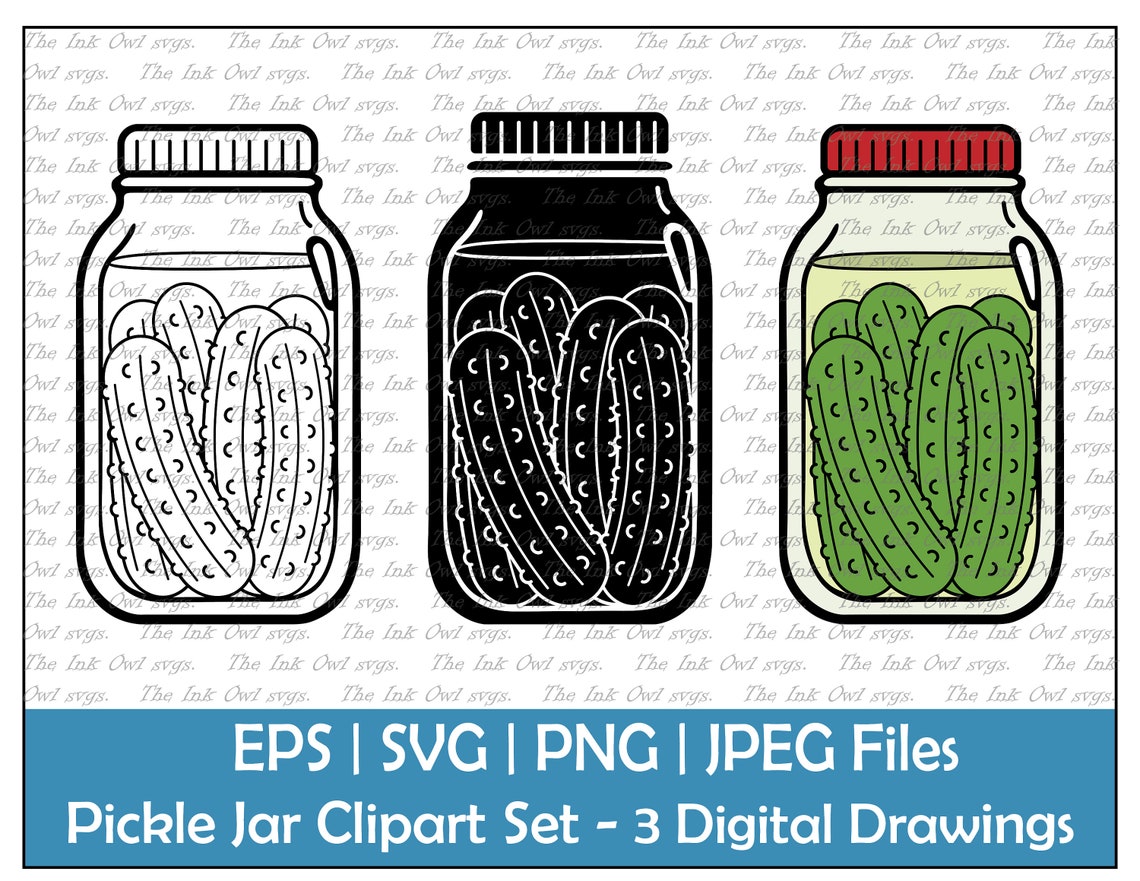 Pickle Jar Vector Clipart / Outline & Stamp Drawing - Etsy