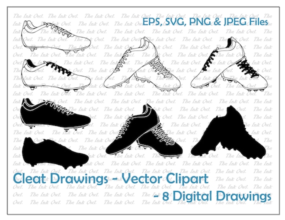 Cleats Shoes for Football / Soccer Clipart Set / Outline & | Etsy
