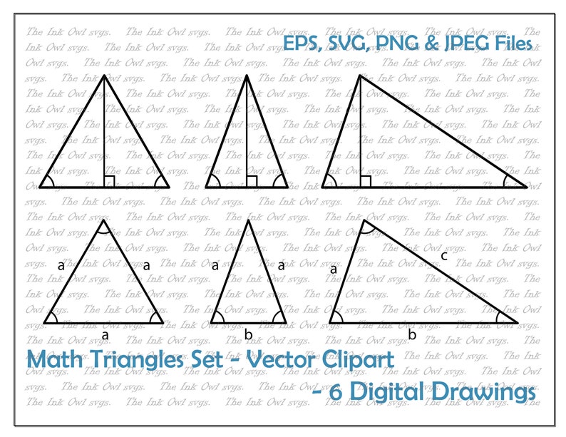Math Triangle Types Vector Clipart Set / Isosceles, Equilateral ...