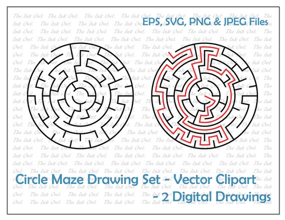 Circle Maze Puzzle Vector Clipart Set / With Solved Maze / | Etsy Circle Maze Puzzle Vector Clipart Set / With Solved Maze / | Etsy