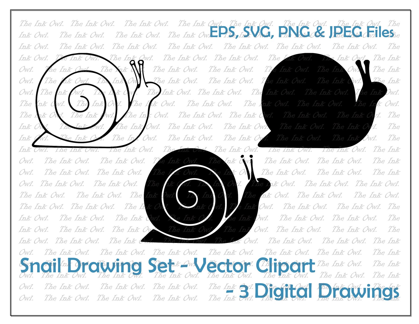 Snail Vector Clipart Set / Outline Silhouette & Stamp Graphic - Etsy