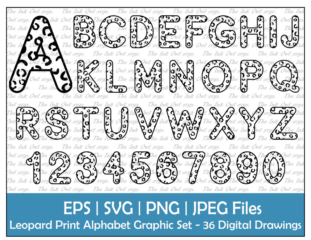 Leopard Print Alphabet Letters & Numbers Vector Clipart / Stamp Text ...