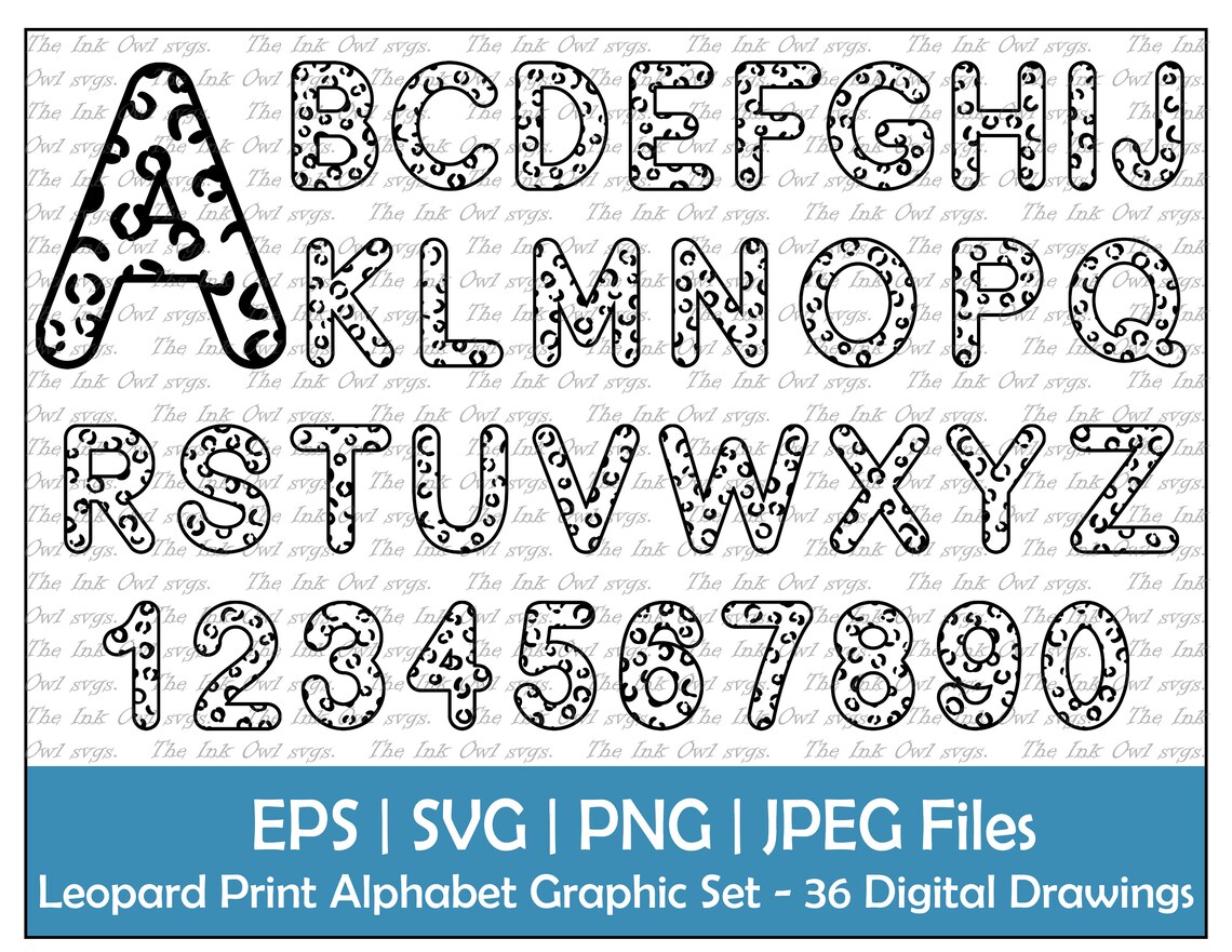 Leopard Print Alphabet Letters & Numbers Vector Clipart / | Etsy