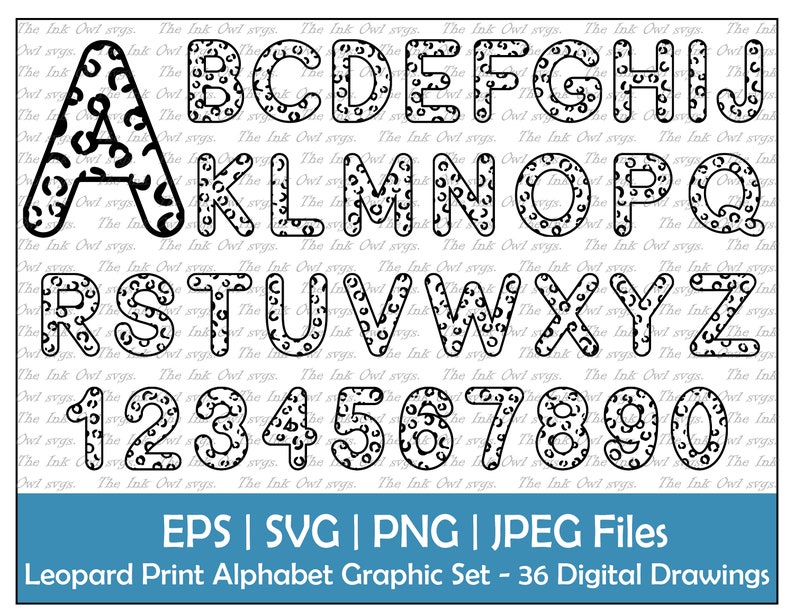 Leopard Print Alphabet Letters & Numbers Vector Clipart / - Etsy