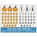 Pumpkin Calendar Number Icons Clipart Set / Outline & Color Planner ...