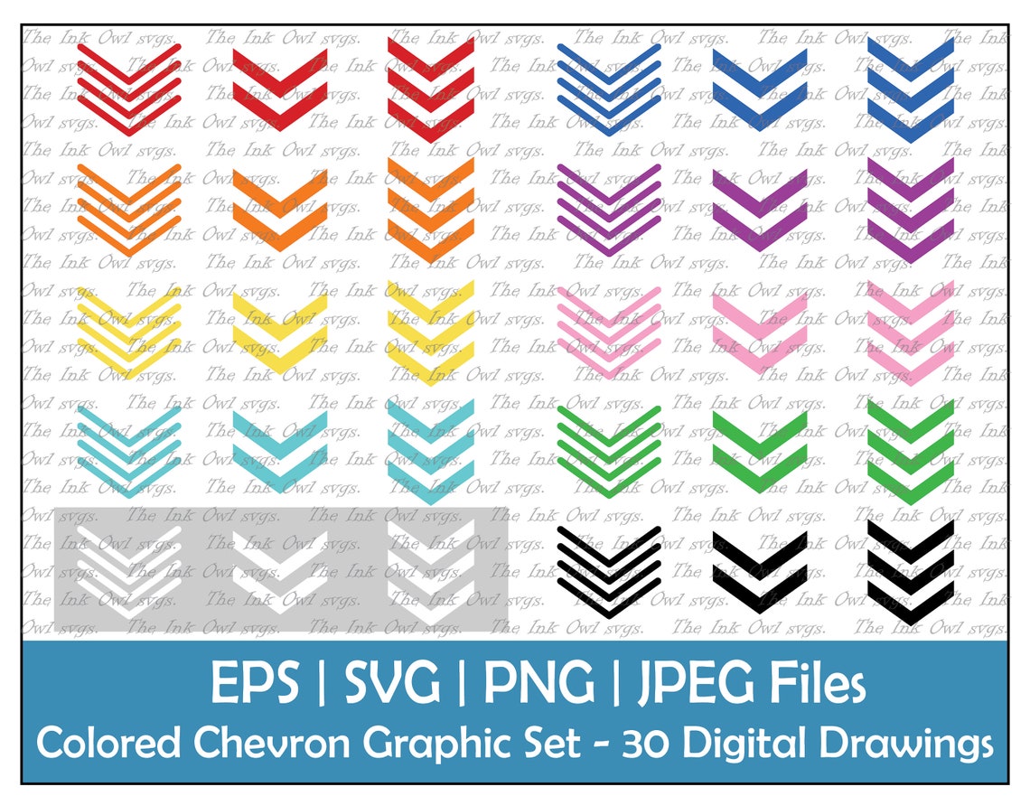 Chevron Icon Vector Clipart Set / Colored Drawing Graphics / Bullet ...