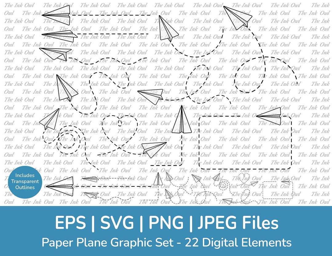 Paper Plane or Airplane With Routh Path Vector Clipart Set / Outline ...